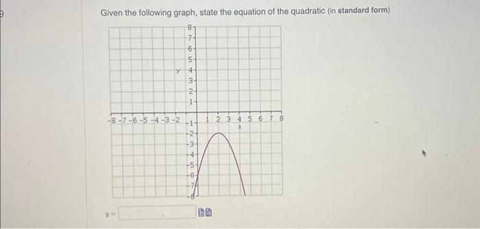 Solved Given the following graph, state the equation of the | Chegg.com