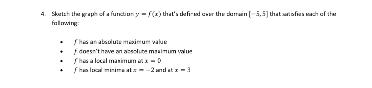 Solved Sketch the graph of a function y=f(x) ﻿that's defined | Chegg.com