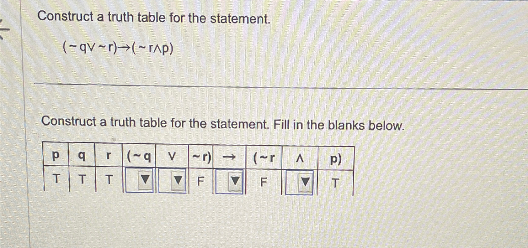 Solved Construct a truth table for the | Chegg.com