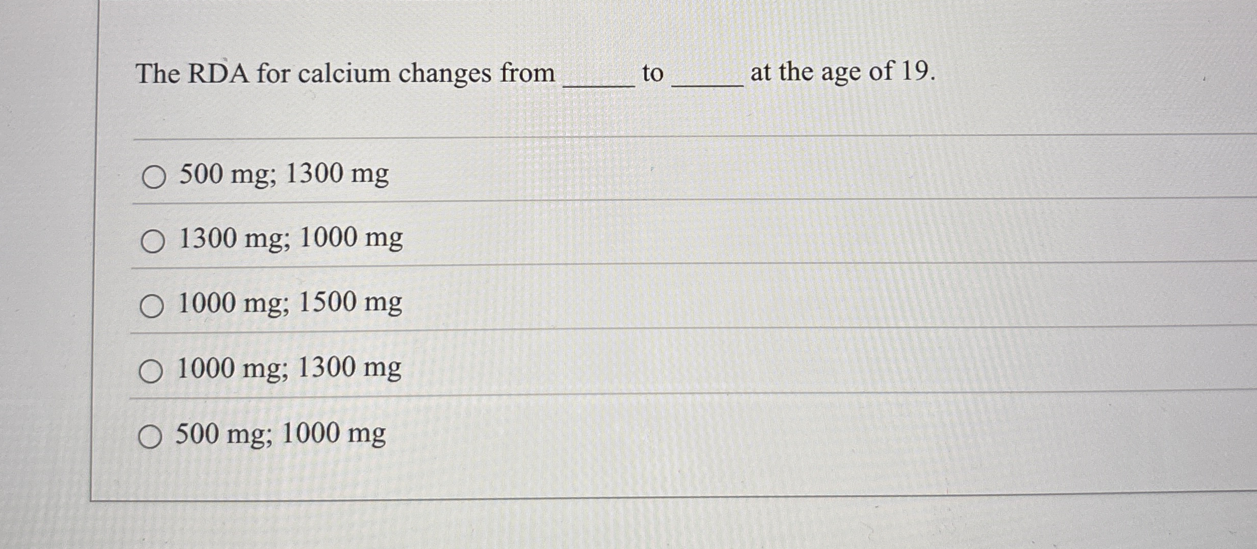 Solved The RDA for calcium changes from q, ﻿to q, ﻿at the | Chegg.com
