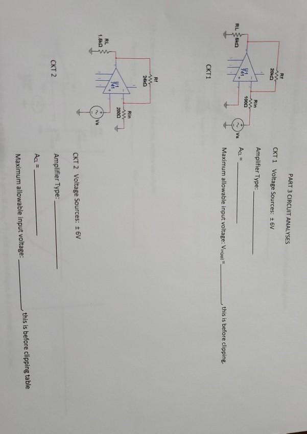 Solved PART 3 CIRCUIT ANALYSES RI 20kg CKT 1 Voltage | Chegg.com
