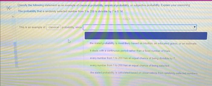 Solved Classify the following statement as an example of | Chegg.com