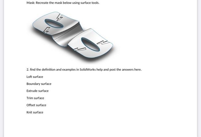 Solved Mask: Recreate the mask below using surface tools. Er | Chegg.com