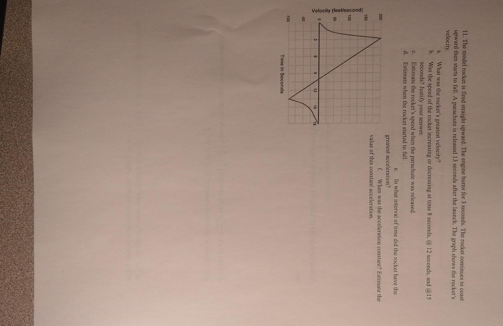 Solved 11. The model rocket is fired straight upward. The | Chegg.com