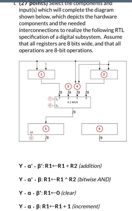 Solved 1. (z7 points) seiectune components and input(s) | Chegg.com