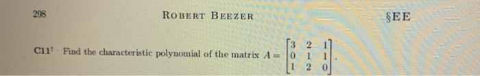 Solved 298 ROBERT BEEZER SEE C11 32 Find the characteristic | Chegg.com
