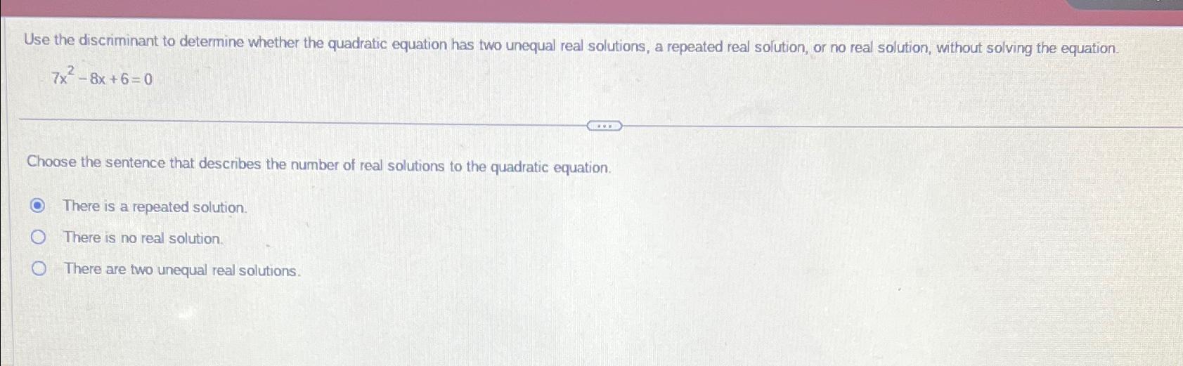 Solved Use the discriminant to determine whether the | Chegg.com