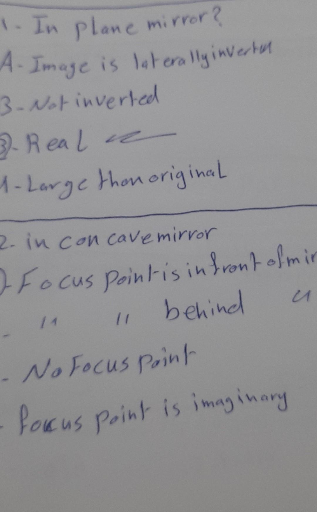 Solved - In plane mirror? A- Image is laterally inverten 3- | Chegg.com