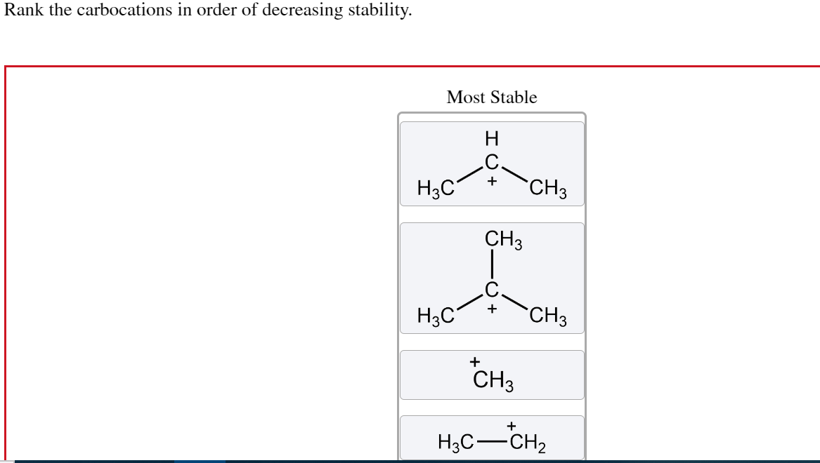 Solved Rank the carbocations in order of decreasing | Chegg.com