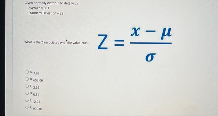Solved Z=σx−μ | Chegg.com