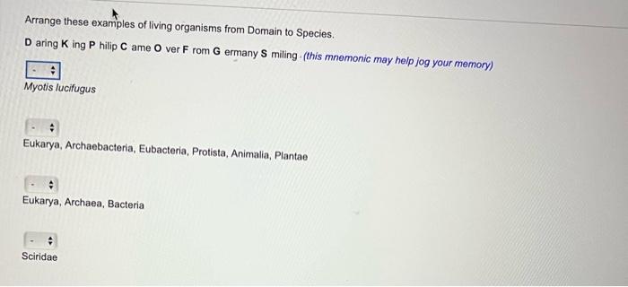 Solved Arrange these examples of living organisms from | Chegg.com