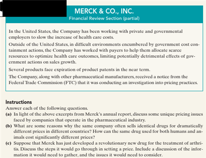 Mereck & cp., Inc. is a global, research-driven | Chegg.com