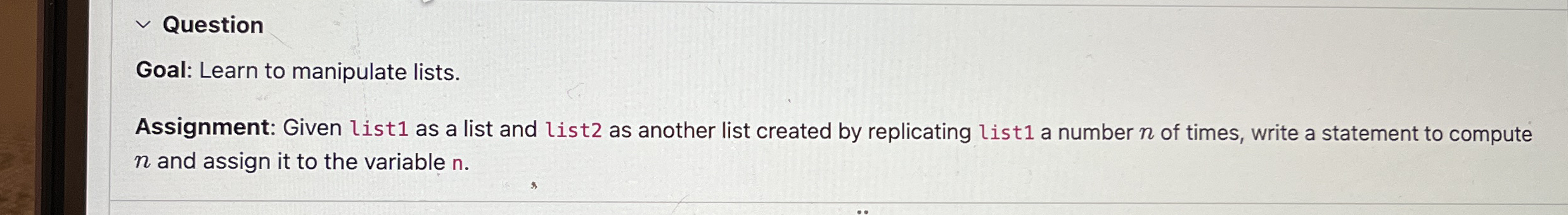 Solved Python QuestionGoal: Learn to manipulate | Chegg.com