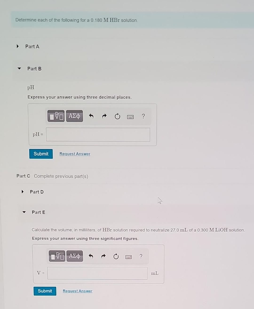 Solved Determine each of the following for a 0.180MHBr | Chegg.com