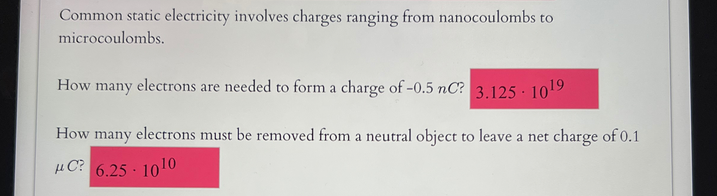 Solved Common static electricity involves charges ranging | Chegg.com
