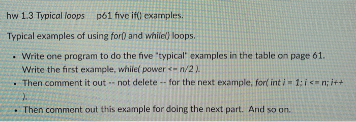 Solved hw 1.3 Typical loops p61 five if() examples. Typical | Chegg.com