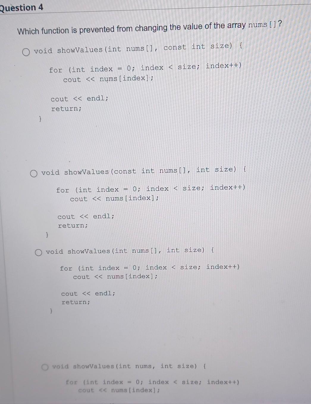 Solved estion 4 Which function is prevented from changing | Chegg.com
