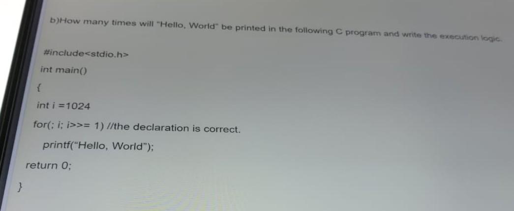 Solved a) Explain the logic for the following C program | Chegg.com