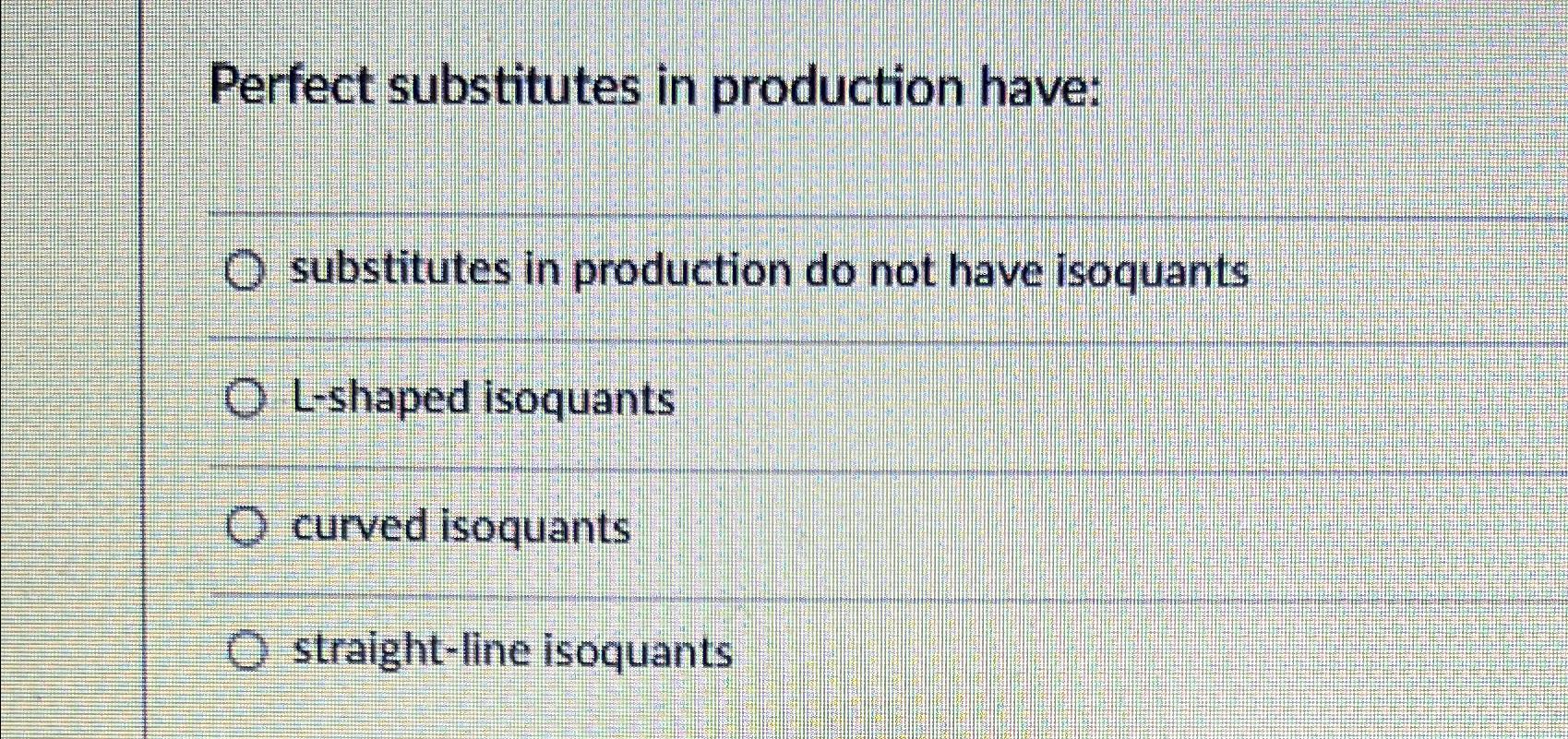 Solved Perfect Substitutes In Production Have Substitutes In