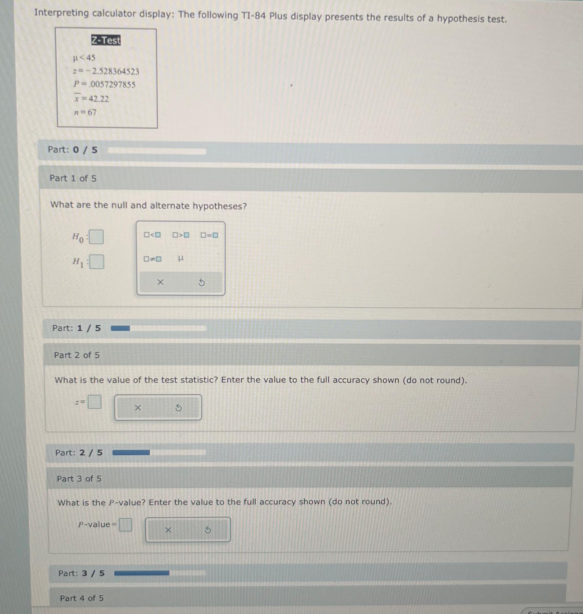 Solved Interpreting calculator display: The following π1-84 | Chegg.com