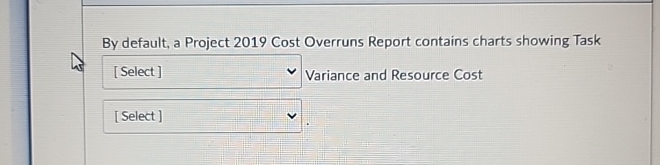 Solved By default, a Project 2019 ﻿Cost Overruns Report | Chegg.com
