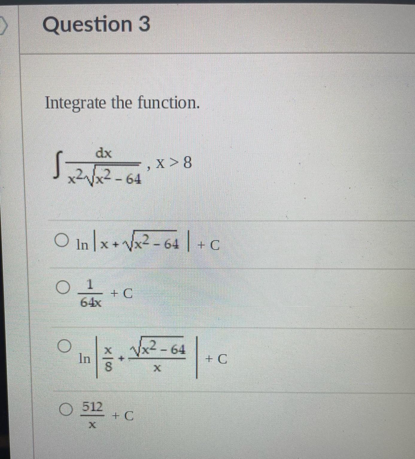 Solved Question 3Integrate the | Chegg.com