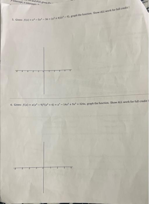 5. Given: f(x)=x4−5x2−36=(x2+4)(x2−9), graph the | Chegg.com