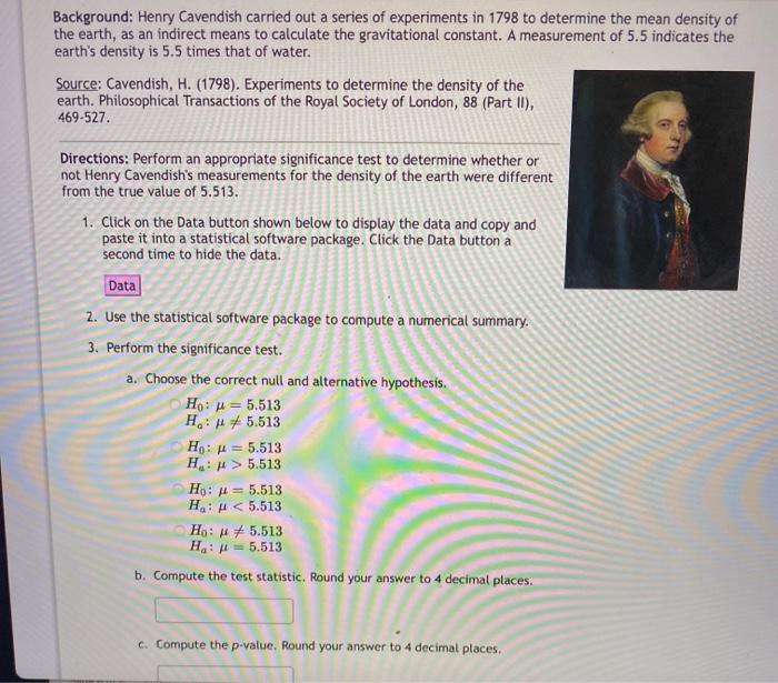 Solved Background: Henry Cavendish carried out a series of | Chegg.com