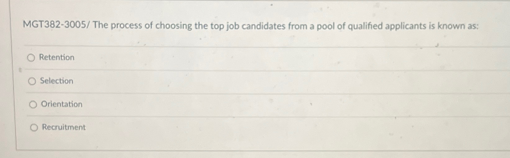 Solved MGT382-3005/ ﻿The process of choosing the top job | Chegg.com