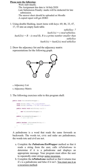 Solved Please note the following: Work individually The | Chegg.com