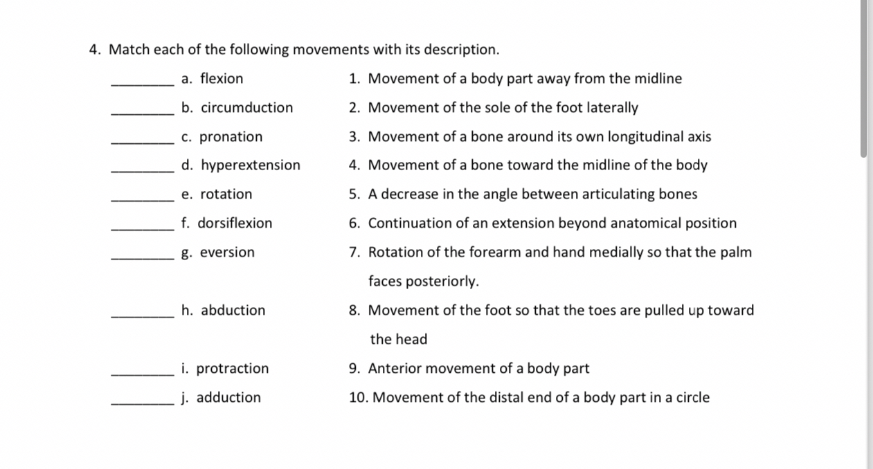 Solved Match each of the following movements with its | Chegg.com