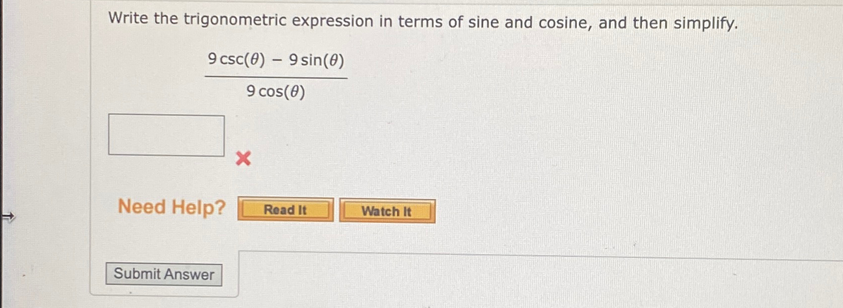 Solved Write the trigonometric expression in terms of sine | Chegg.com