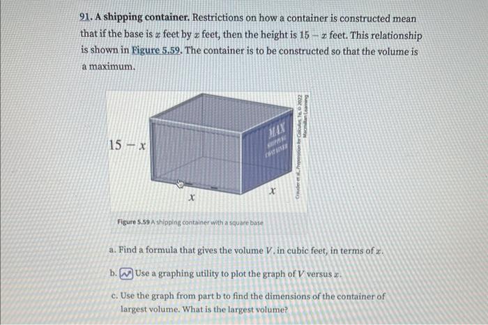 Solved 91. A shipping container. Restrictions on how a | Chegg.com