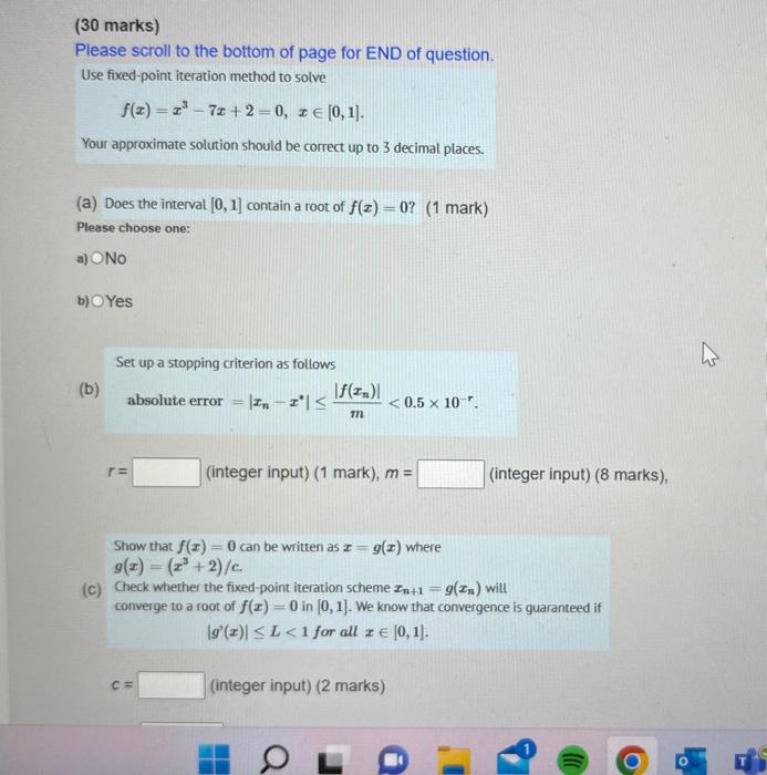 Solved (30 marks) Please scroll to the bottom of page for | Chegg.com