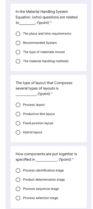 Solved In the Material Handling System Equation, (who) | Chegg.com