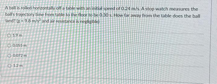 Solved A ball is rolled horizontally off a table with an | Chegg.com