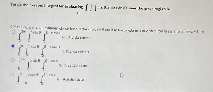 Set up the iterated integral for evaluating | Chegg.com