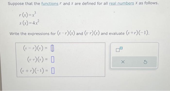 Solved Suppose that the functions r and s are defined for | Chegg.com