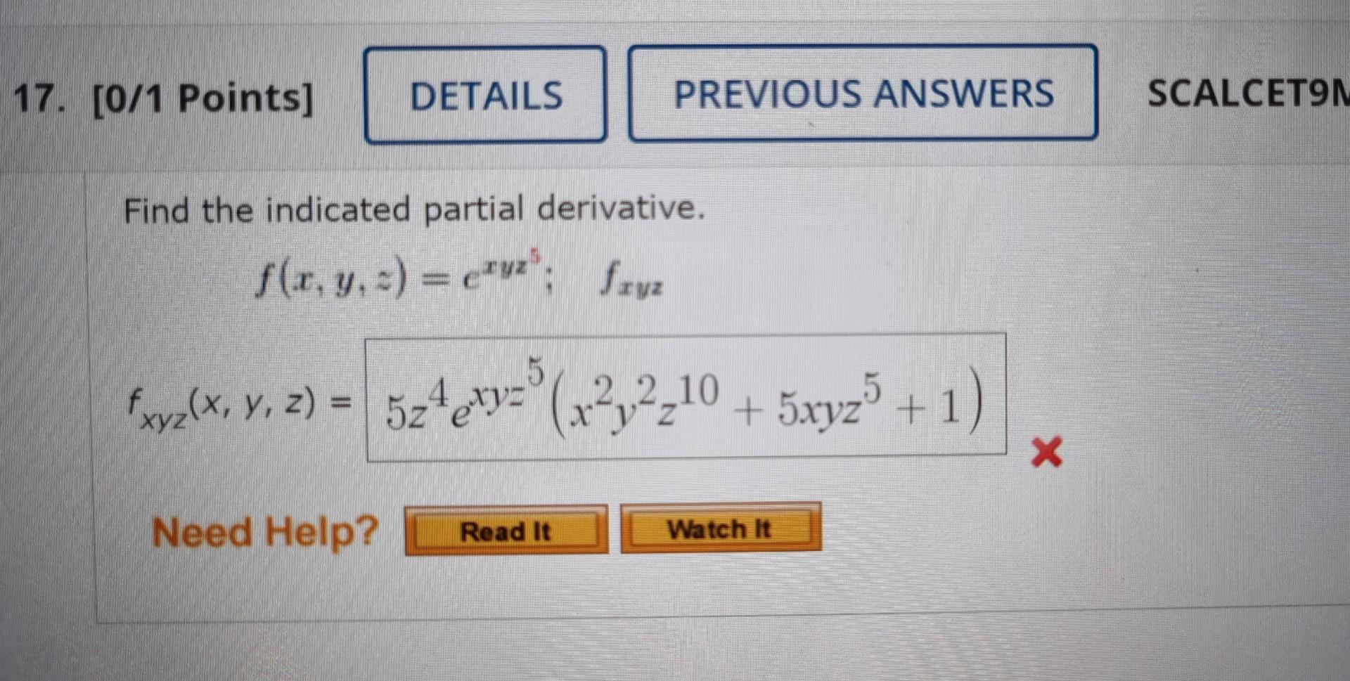 Solved 0/1 Points] SCALCET9N Find the indicated partial | Chegg.com