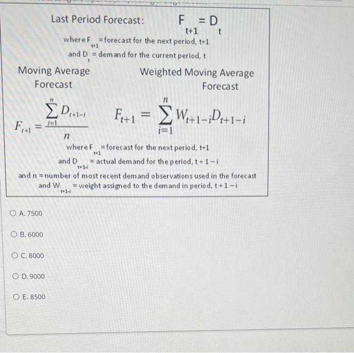 Solved Given the following historical demand, what is the | Chegg.com