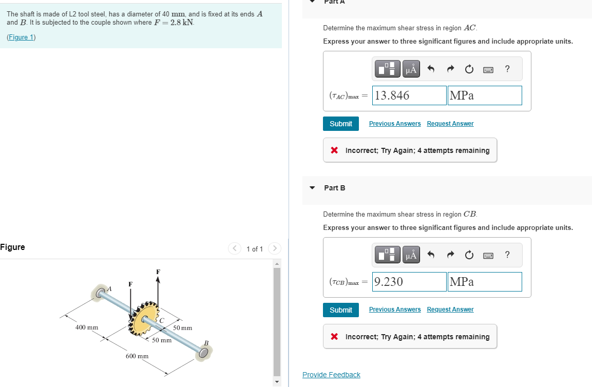 Solved The shaft is made of L2 ﻿tool steel, has a diameter | Chegg.com