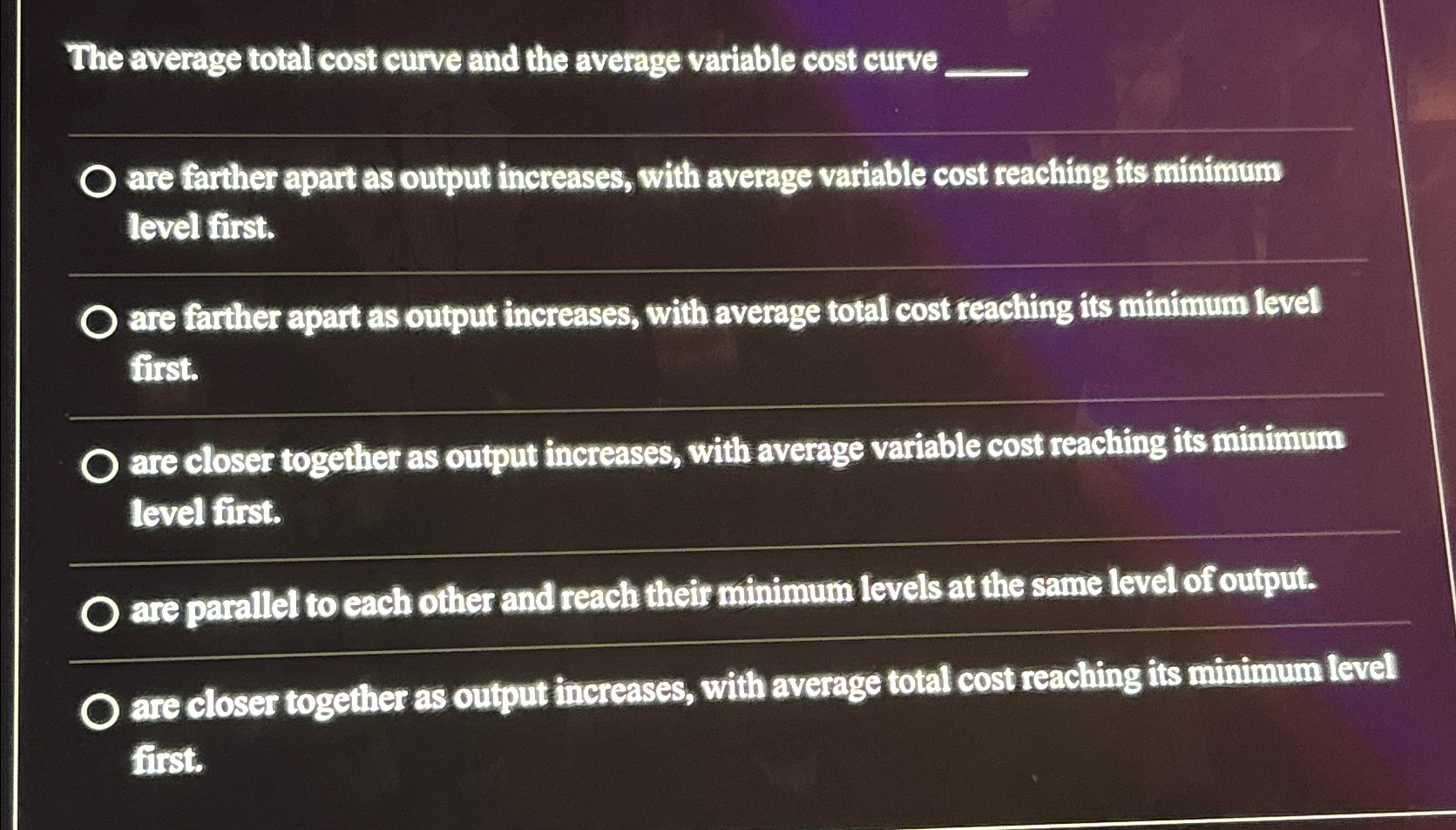 Solved The average total cost curve and the average variable | Chegg.com Solved The average total cost curve and the average variable | Chegg.com
