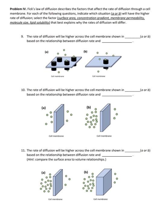 Solved Problem IV. Fick's law of diffusion describes the | Chegg.com