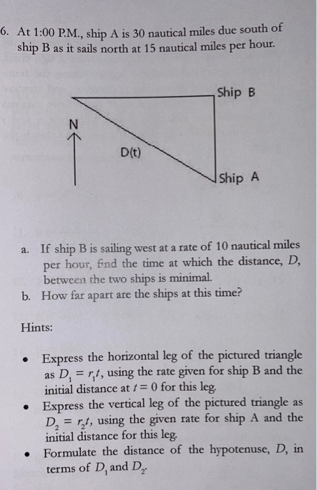 Solved 6. At 1:00 P.M., ship A is 30 nautical miles due | Chegg.com