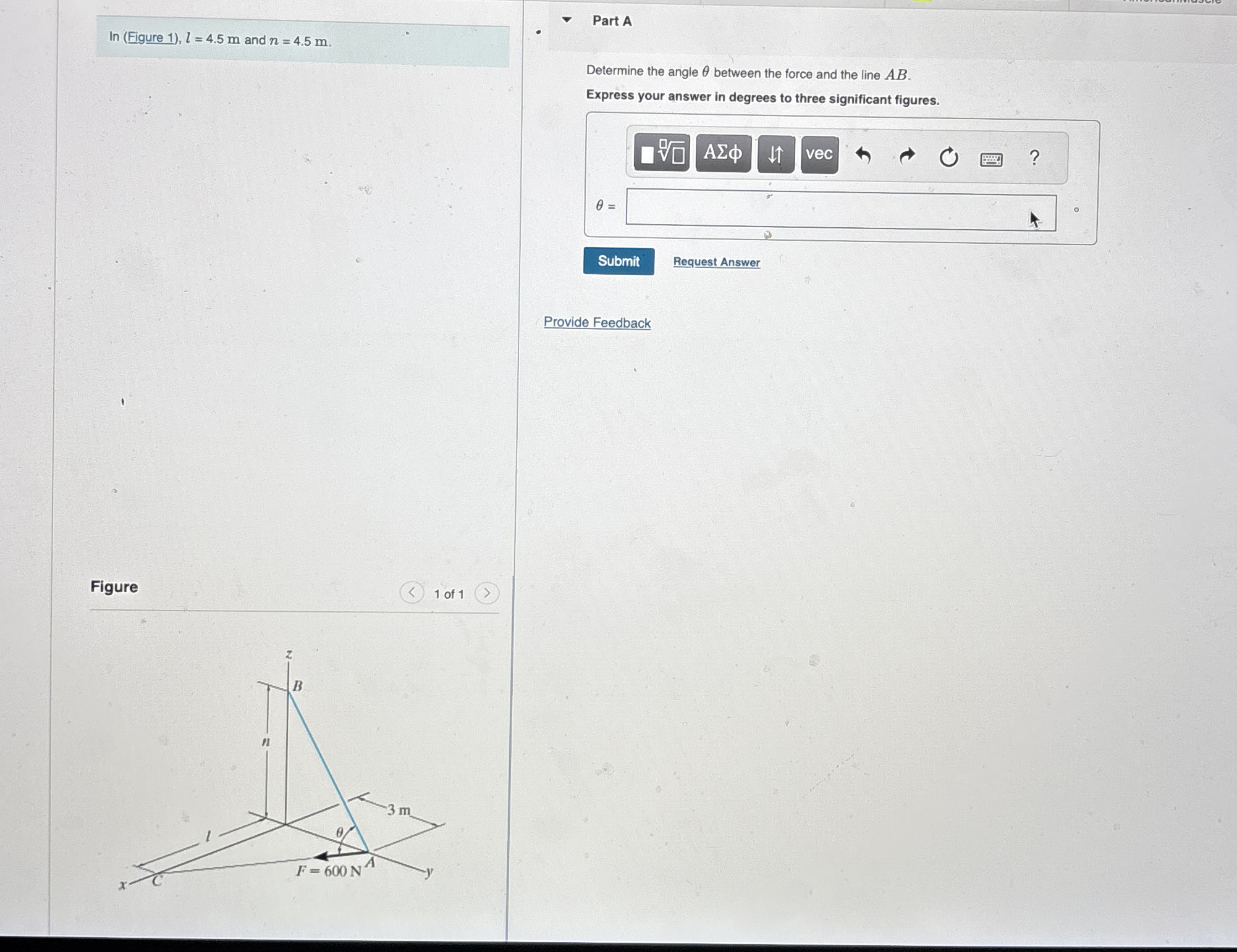 Solved ln (Figure 1), l=4.5m ﻿and n=4.5m.Part ADetermine the | Chegg.com