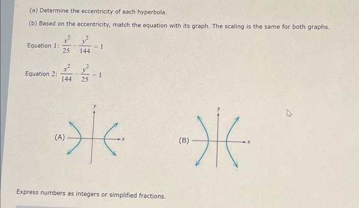 Solved A Determine The Eccentricity Of Each Hyperbola B
