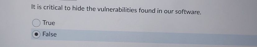 Solved It is critical to hide the vulnerabilities found in | Chegg.com