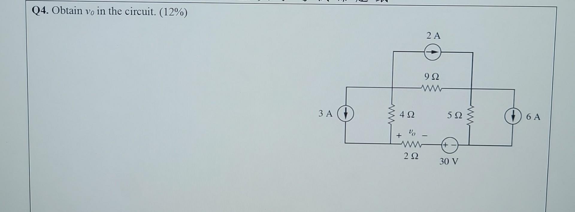 Solved Q4. Obtain v0 in the circuit. (12%) | Chegg.com