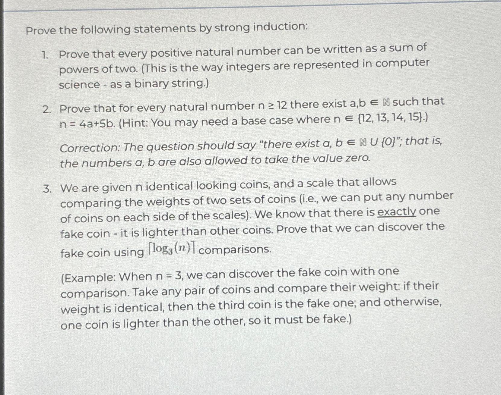Solved Prove the following statements by strong | Chegg.com