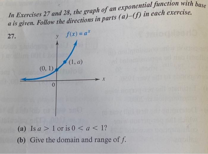 Solved In Exercises 27 and 28, the graph of an exponential | Chegg.com